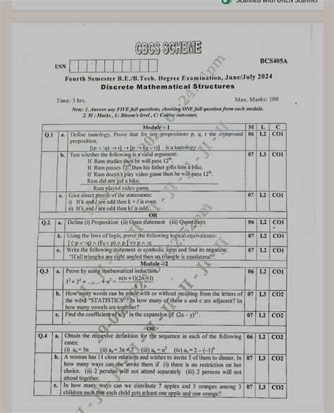 Mohsin Ali Discrete Mathematical Structures Dms Bcs405a June July