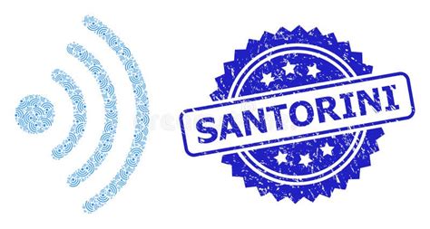Textured Santorini Watermark And Recursion Wi Fi Source Icon Collage