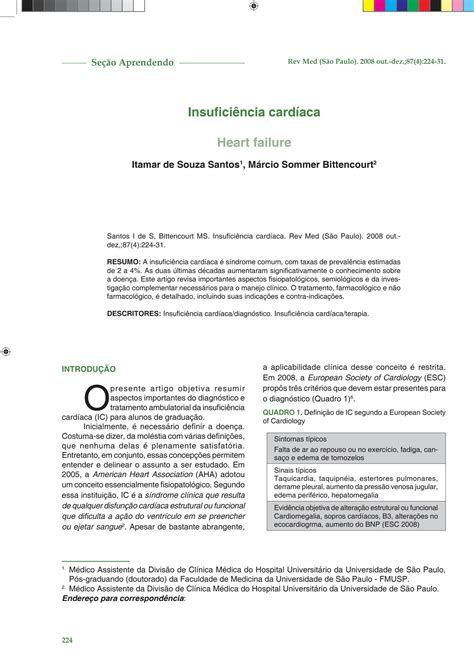 SOLUTION Diagn Stico E Tratamento Do Ic Studypool