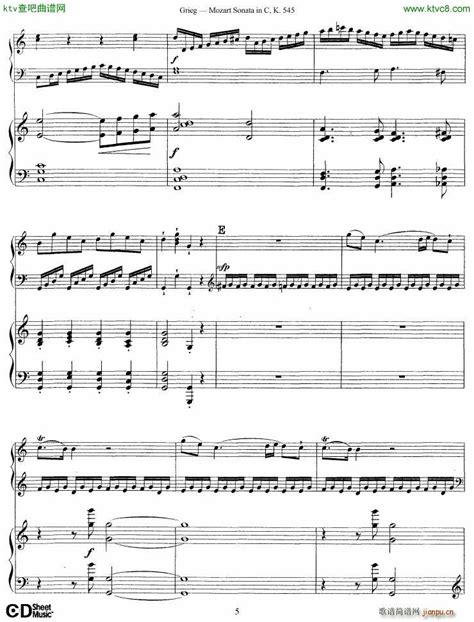 Grieg Mozart Sonata Kv545 2 Pianos 歌谱简谱网