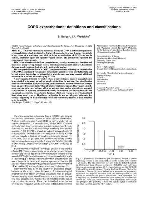 COPD Exacerbations Definitions And Class COPD Exacerbations