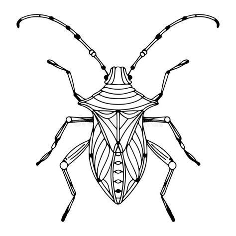 Wheel Bug Simple Outline Vector Illustration Line Art Stock Vector Illustration Of Small