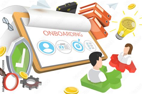 3d Conceptual Illustration Of Employee Onboarding Stock Illustration Adobe Stock