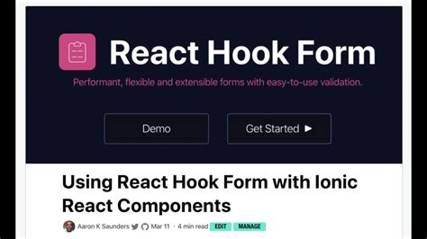 Using React Hook Form With Ionic React Components Youtube