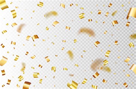반짝이는 황금 색종이 조각이 투명한 배경에 고립되어 떨어지고 있습니다 3차원 형태에 대한 스톡 벡터 아트 및 기타 이미지 3차원 형태 금색 기념일 Istock