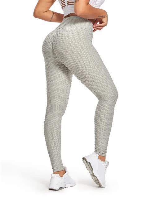 Womens High Waist Textured Yoga Pants Tummy Control Butt Temu