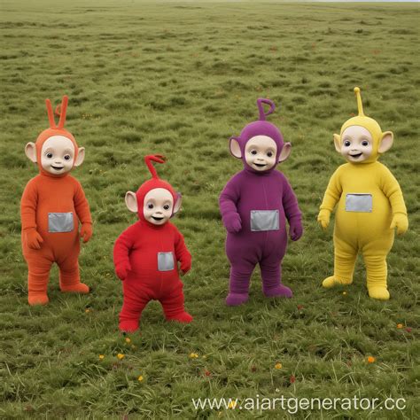 Colorful Teletubbies Characters Playing Outdoors Ai Art Generator