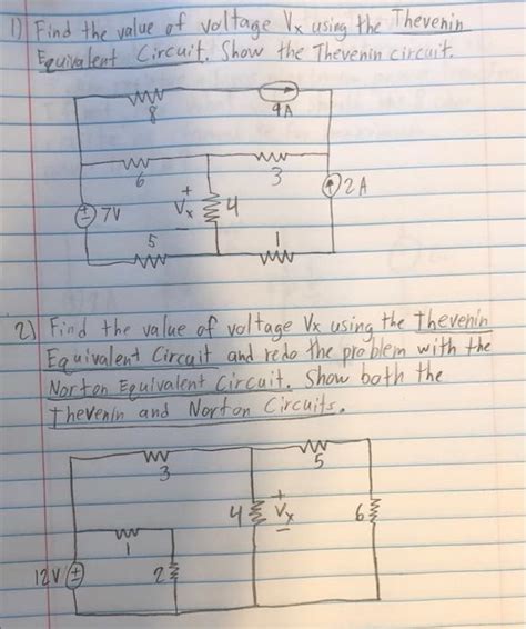 solved 1 find the value of voltage vx using the thevenin