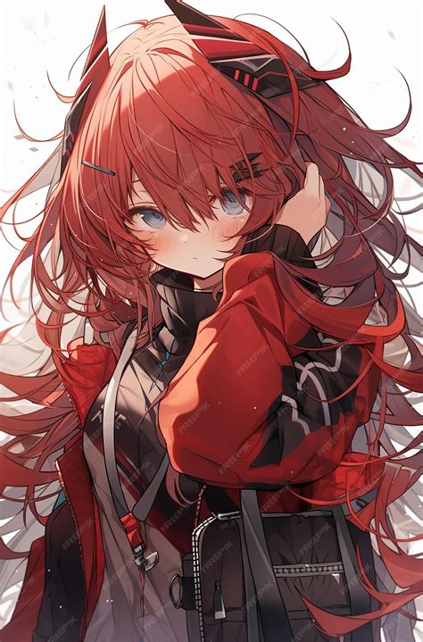 Premium Ai Image An Anime Girl With Long Flowing Red Hair And A