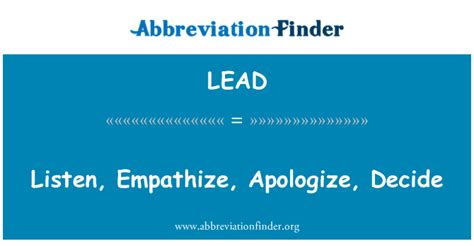 LEAD Stands For Listen Empathize Apologize Decide Abbreviation Finder