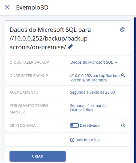 Como fazer backup do Microsoft SQL Server Acronis Backup Lnx IT Informação e Tecnologia