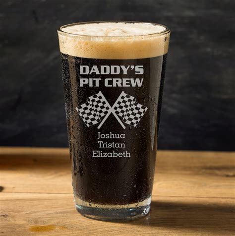 Daddys Pit Crew Pint Glass Nascar Dad T Grandpa T Pit Crew