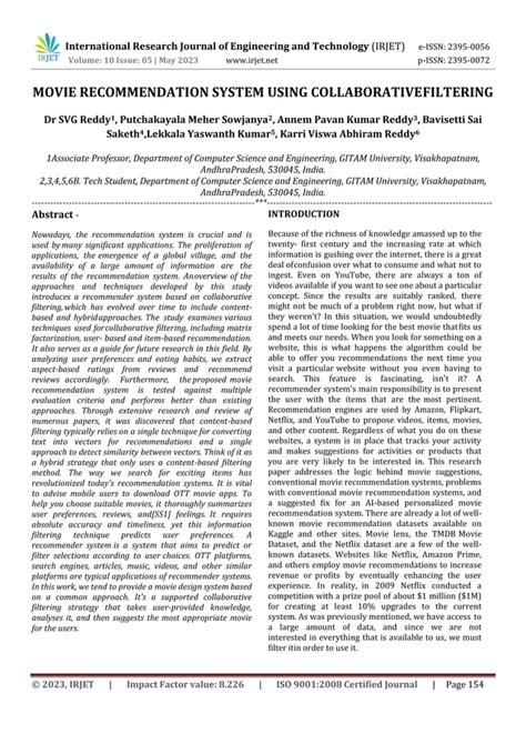 Movie Recommendation System Using Collaborative Filtering Pdf