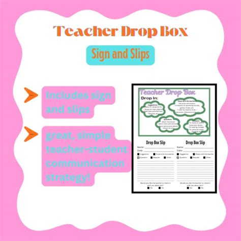 Teacher Drop Box Sign And Slips By Creative Connections By Mrs J