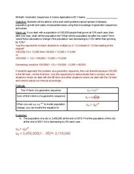 Applications Of Geometric Sequences Series Guided Notes Answer Key