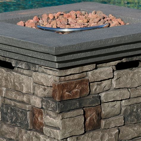 Crawford Outdoor Square Liquid Propane Fire Pit With Lava Rocks Gdf