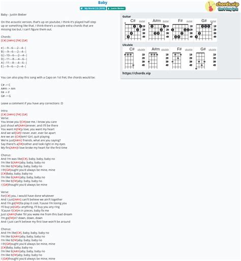 Chord Baby Tab Song Lyric Sheet Guitar Ukulele Chords Vip