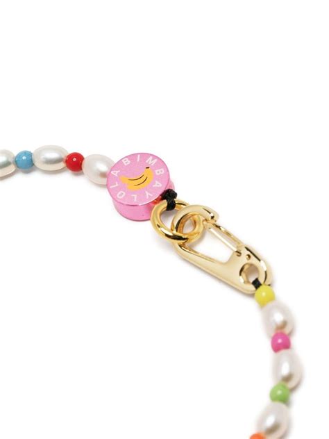 Bimba Y Lola Fruit Logo Transfer Beaded Bracelet In Weiss Modesens