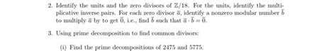 2 identify the units and the zero divisors of z 18