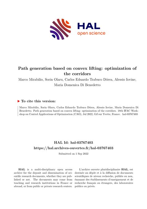Pdf Path Generation Based On Convex Lifting Optimization Of The Corridors