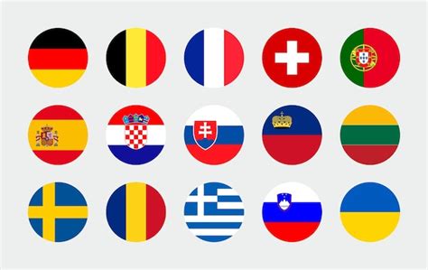 Premium Vector European Country Round Flags Collection