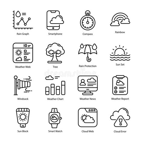 Weather Vector Outline Icon Design Illustration Weather Symbol On