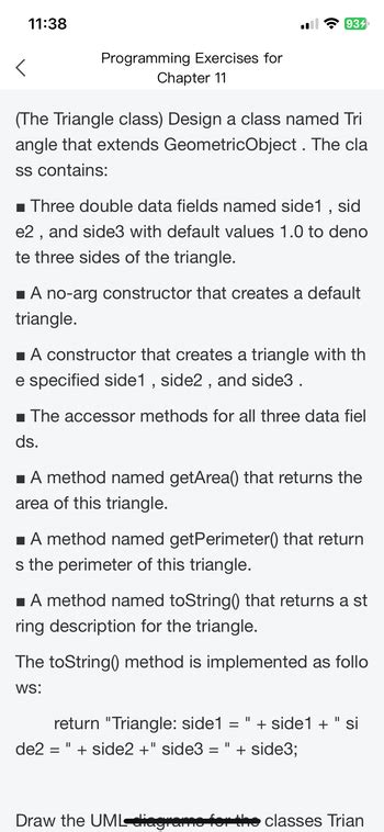 Answered The Triangle Class Design A Class Named Tri Angle That Extends Geometricobject The