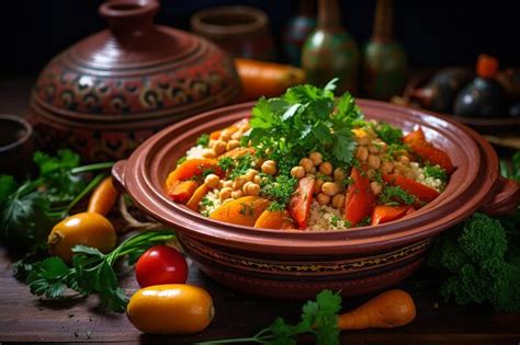 Traditional Moroccan Tagine Dish Premium Ai Generated Image