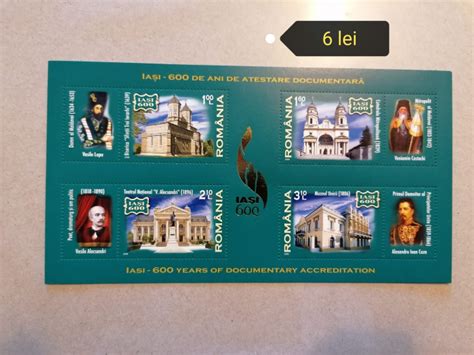Romania MNH Iasi De Ani Atestare Documentara LP B Bloc