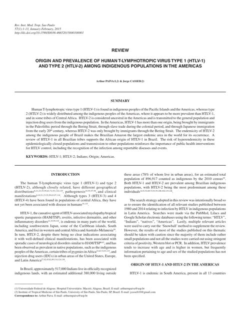 Pdf Origin And Prevalence Of Human T Lymphotropic Virus Type 1 Htlv