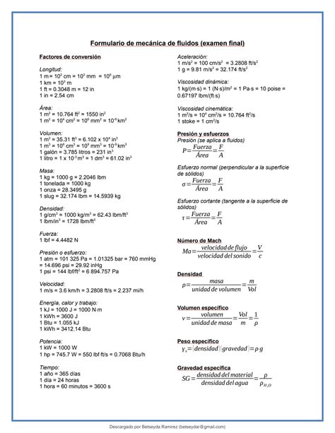 SOLUTION Pdfcoffee Formulas Basicas De Mecanicas De Fluidos Studypool