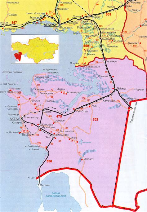 Актау Карта Актау и области