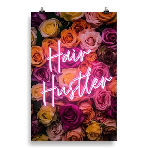 Neon Sign Hair Hustler Poster Modern Neon Sign Salon Decor Hair Salon
