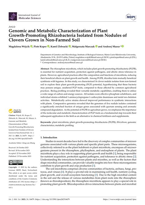 Pdf Genomic And Metabolic Characterization Of Plant Growth Promoting