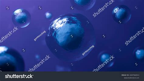 Group Bluecolored Cells Under Microscope 3d Stock Illustration