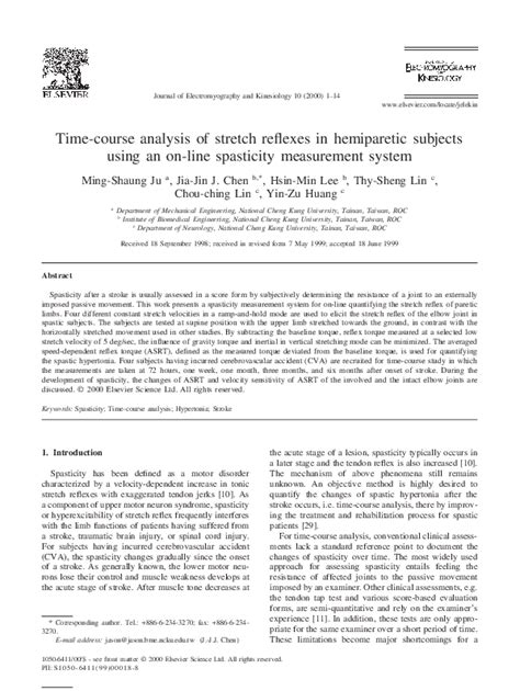 Pdf Time Course Analysis Of Stretch Reflexes In Hemiparetic Subjects