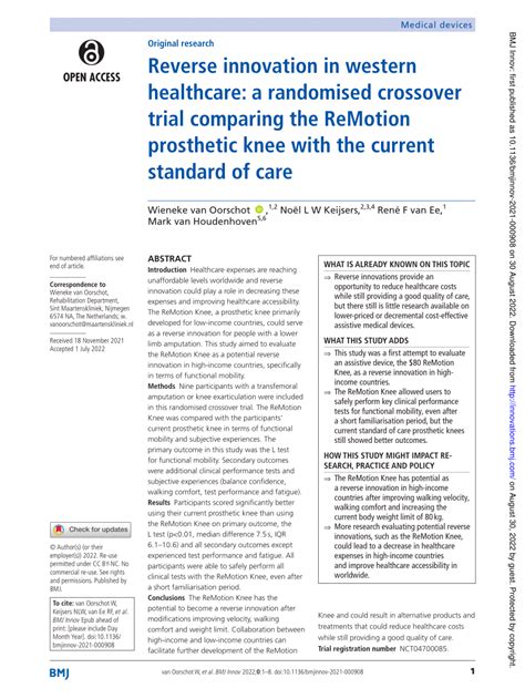 Pdf Reverse Innovation In Western Healthcare A Randomised Crossover