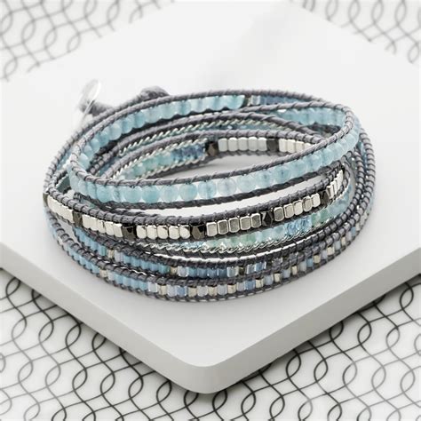 Ocean Azure Wrap Bracelet Silver By Mail