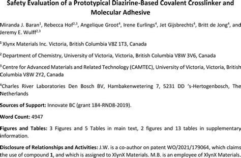 Safety Evaluation Of A Prototypical Diazirine Based Covalent