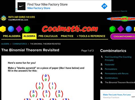 Coolmath The Binomial Theorem Revisited Unit Plan For 9th 10th Grade