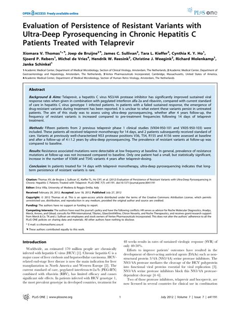 Pdf Evaluation Of Persistence Of Resistant Variants With Ultra Deep