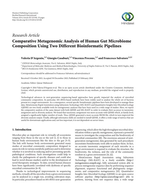 Pdf Comparative Metagenomic Analysis Of Human Gut Microbiome