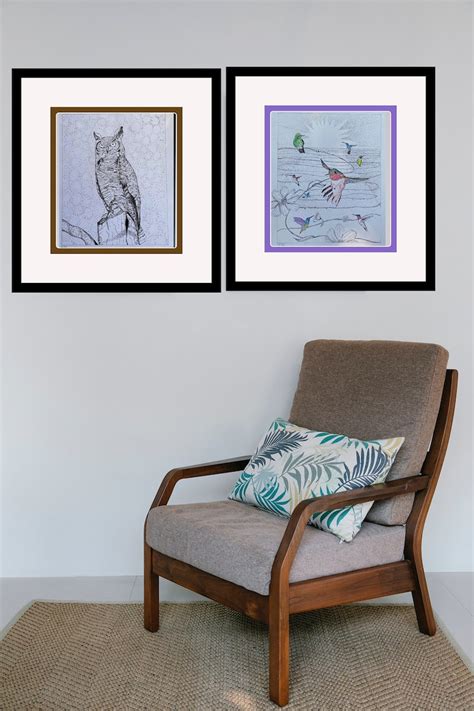 Great Horned Owl Original Bird Drawing For Home Etsy