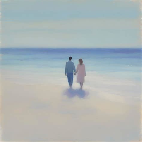 Premium Psd Couple Holding Hands On The Beach Aigenerated