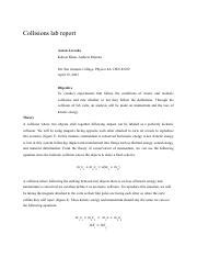 Analyzing Elastic And Inelastic Collisions In Physics Experiments Course Hero