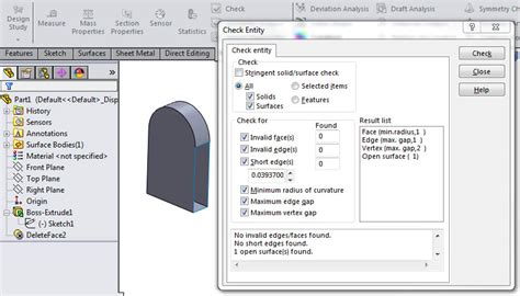 SOLIDWORKS Model Property Tools Part Check Computer Aided Technology