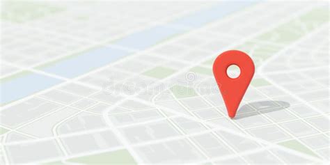 Red Location Marker Or Pin On Abstract Flat City Map Background Travel Navigation Route