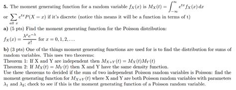 Solved The Moment Generating Function For A Random Variable