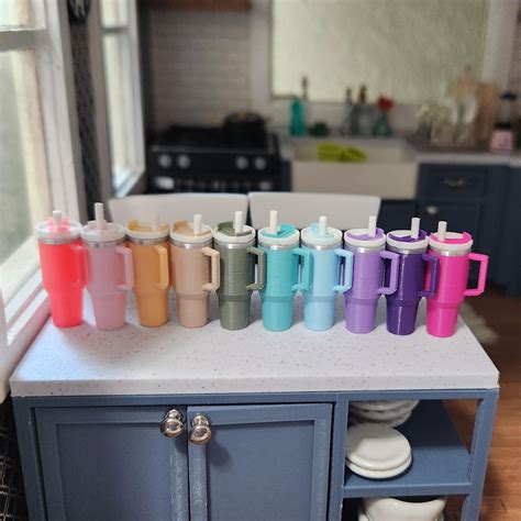 Dollhouse Mini Tumbler Cup Miniature Stanley Hydro Yeti Style Insulated