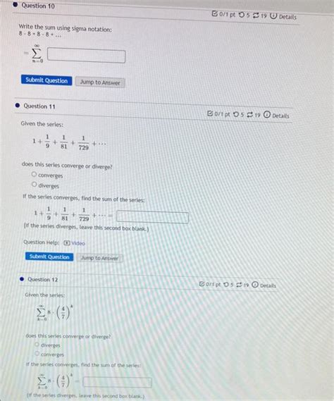 Solved Write The Sum Using Sigma Notation 8−88−8 ∑n0∞